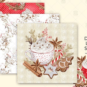 Gingerbread Cookies Christmas Hand Painted Digital Papers, Pine ...