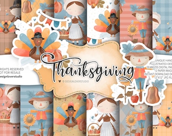 Watercolor Thanksgiving Digital Paper Pack Autumn Leaves - Etsy