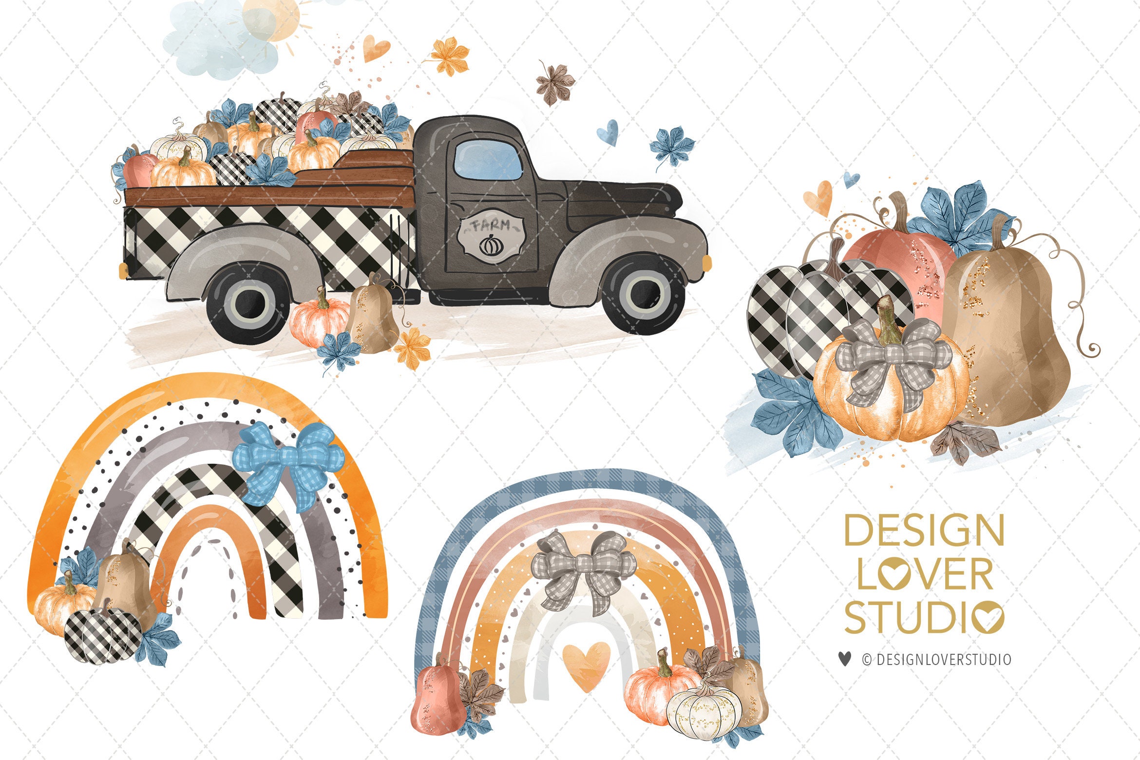 Autumn Rainbows Design Autumn Leaves Fall Fall Clipart - Etsy