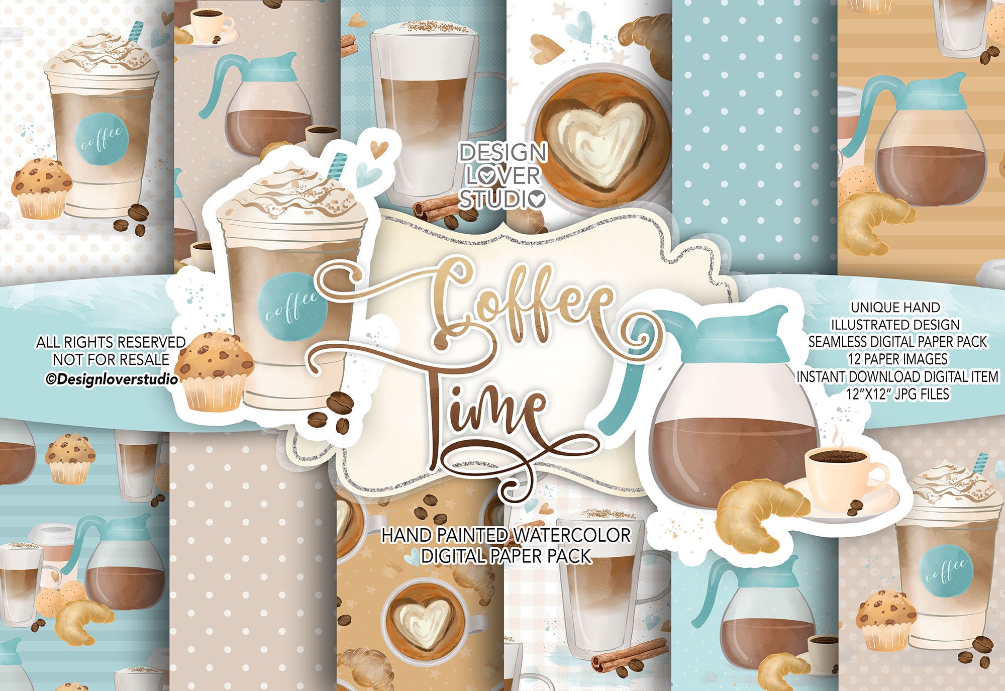 Coffee Digital Paper Pack Cafe Latte Design Cup of Coffee - Etsy