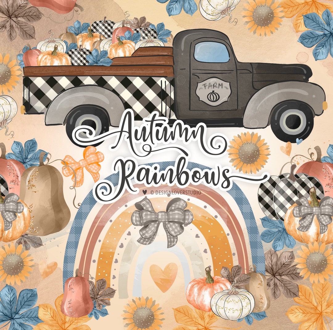 Autumn Rainbows Design, Autumn Leaves, Fall, Fall Clipart, Thanksgiving ...