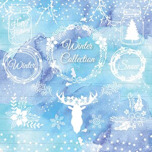 Premium VECTOR Rustic Christmas, Xmas Clipart, Holiday, Deer, Wreath ...