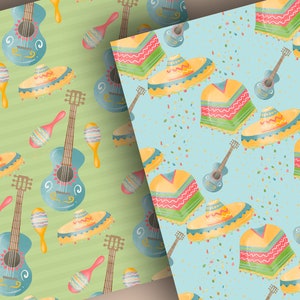 Watercolor Fiesta Digital Paper Pack, Fiesta, Mexican, Mexican Graphic ...