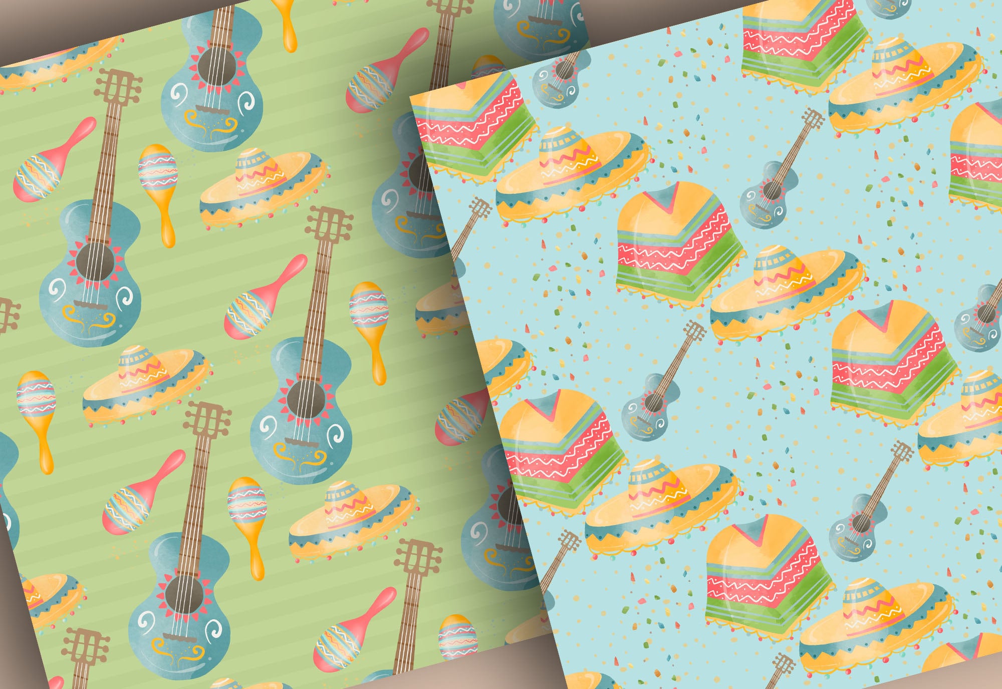 Watercolor Fiesta Digital Paper Pack, Fiesta, Mexican, Mexican Graphic ...