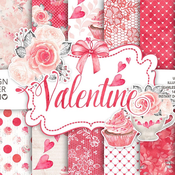 Valentine Digital Paper - Etsy
