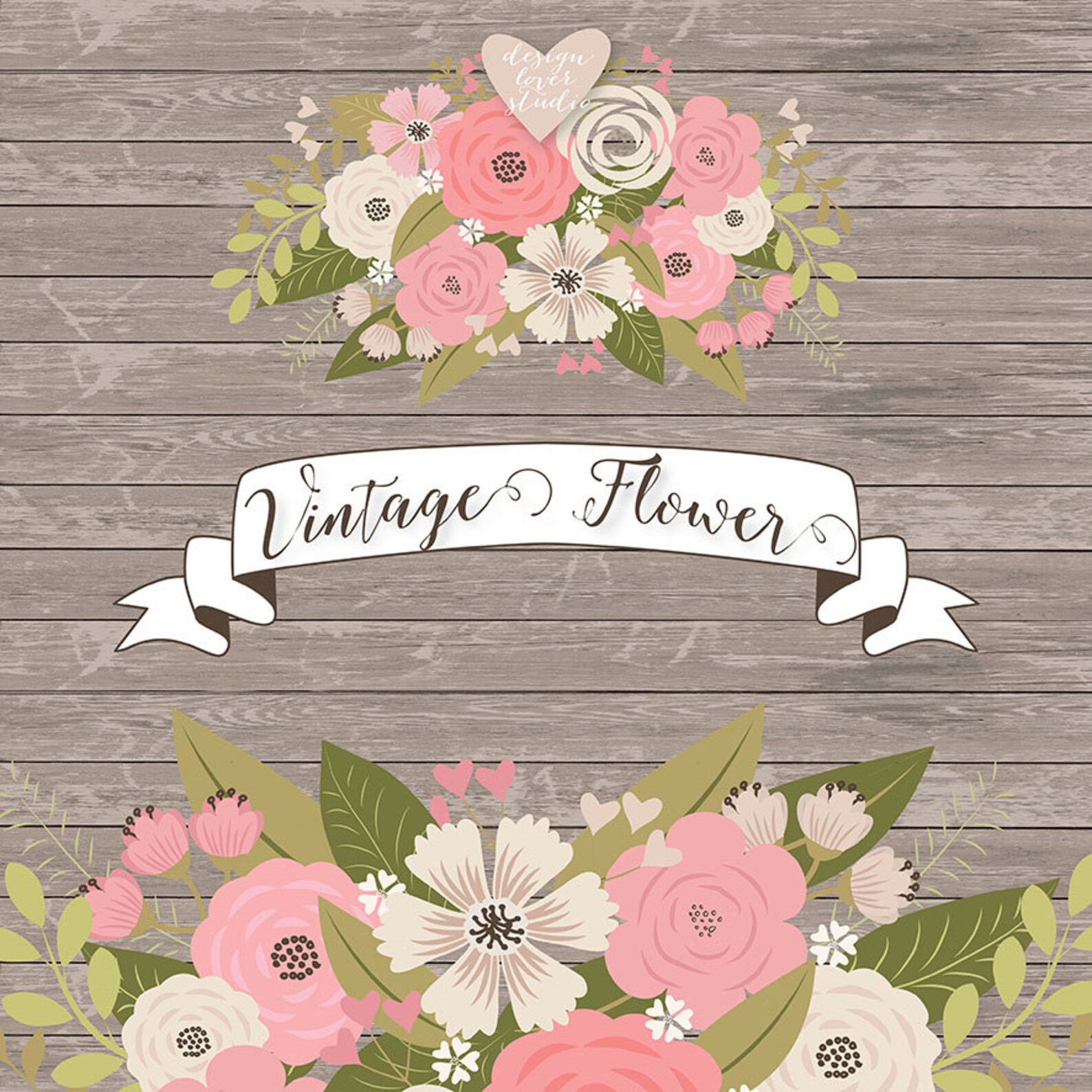 Premium Floral Clipart Spring Flower Clipart Pink Floral | Etsy