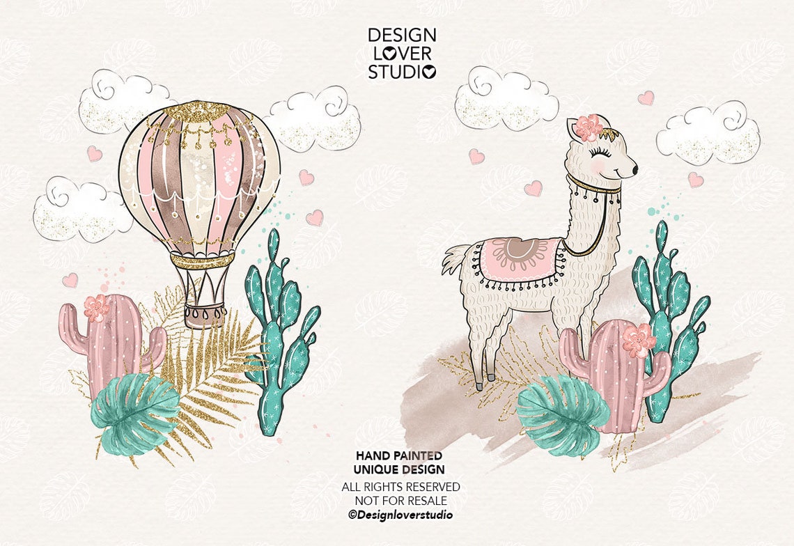 Sweet Lamas Design Lama Clipart Leaves Clipart Baby Clip - Etsy