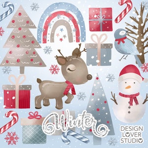 Christmas Rainbows Holiday Digital Clipart, Xmas Clipart, Cute ...