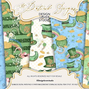 St Patrick's Day Digital Paper Pack, Rainbows, Watercolor Flower, St ...