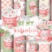 Be My Valentine Digital Paper Pack, Pattern, Romantic Watercolor ...
