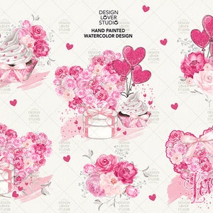 Roses Heart Valentine Design, Clipart, Romantic Watercolor Clipart ...