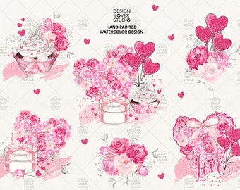 Roses Heart Valentine Design Digital Paper Romantic | Etsy