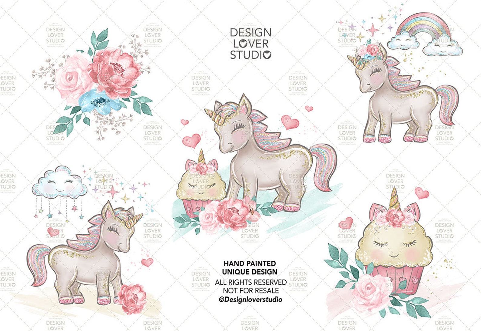 Baby Unicorns Design Unicorn Clipart Cute Baby Unicorns Clip - Etsy