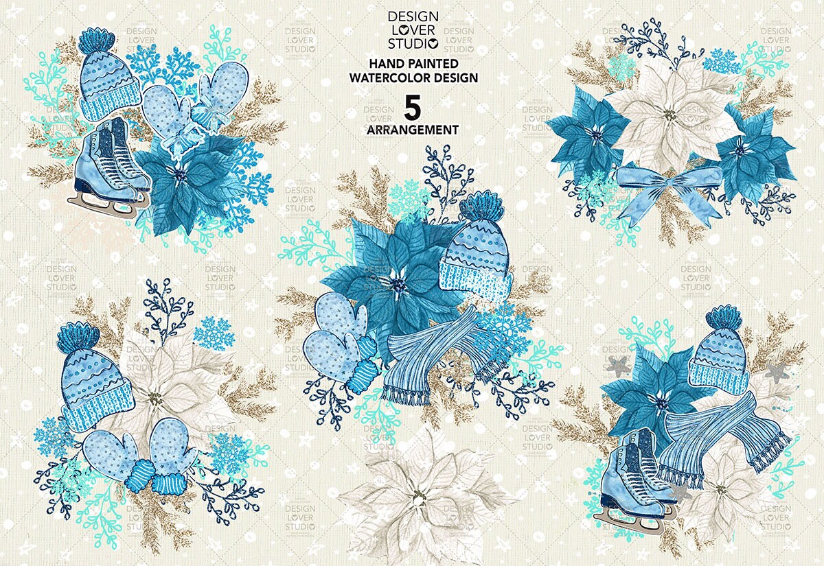 Hello Winter Design, Blue Christmas Clip Arts, Pine Branches, Christmas ...