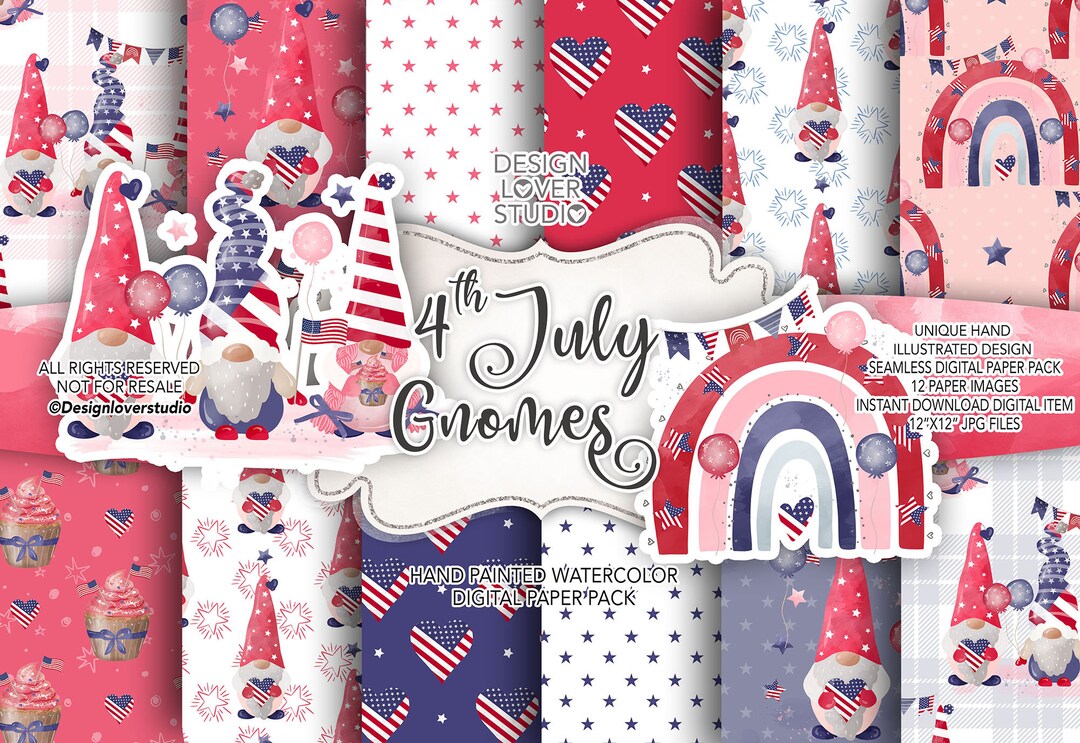 4th July Day Digital Paper Pack, Rainbows, USA Pattern, Rainbow Paper ...