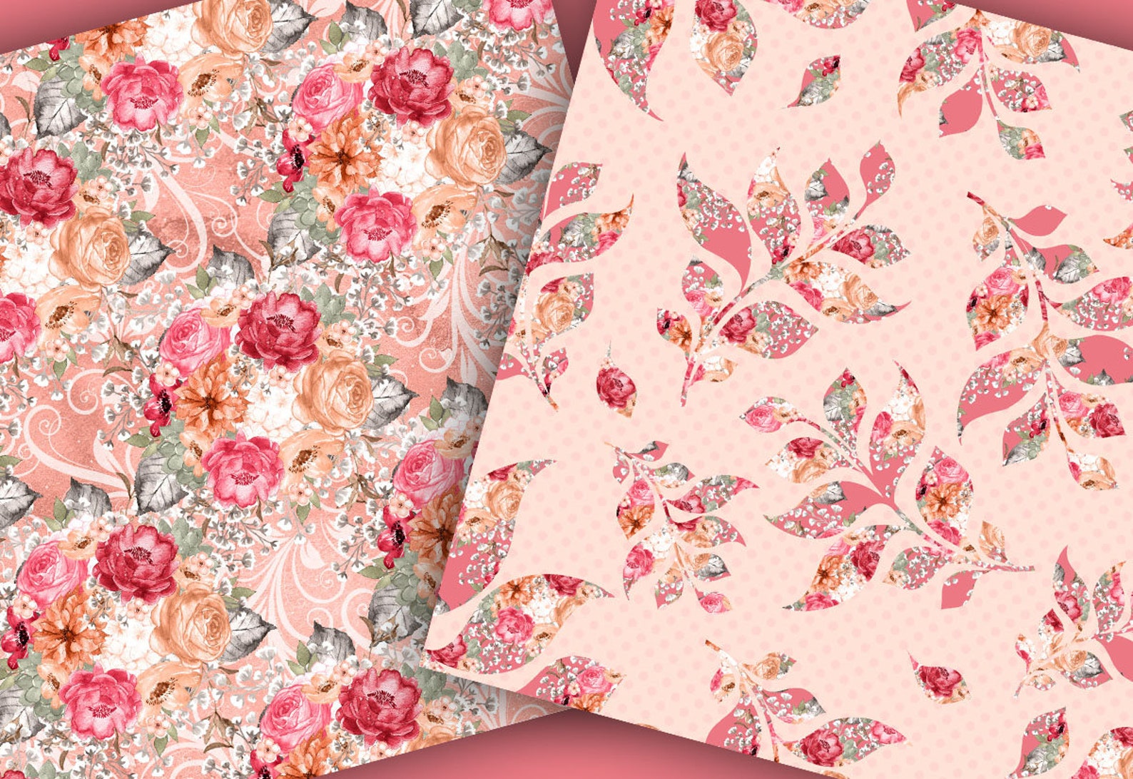 Watercolor Sunset Digital Paper Pack, Summer, Autumn Watercolor Flower ...