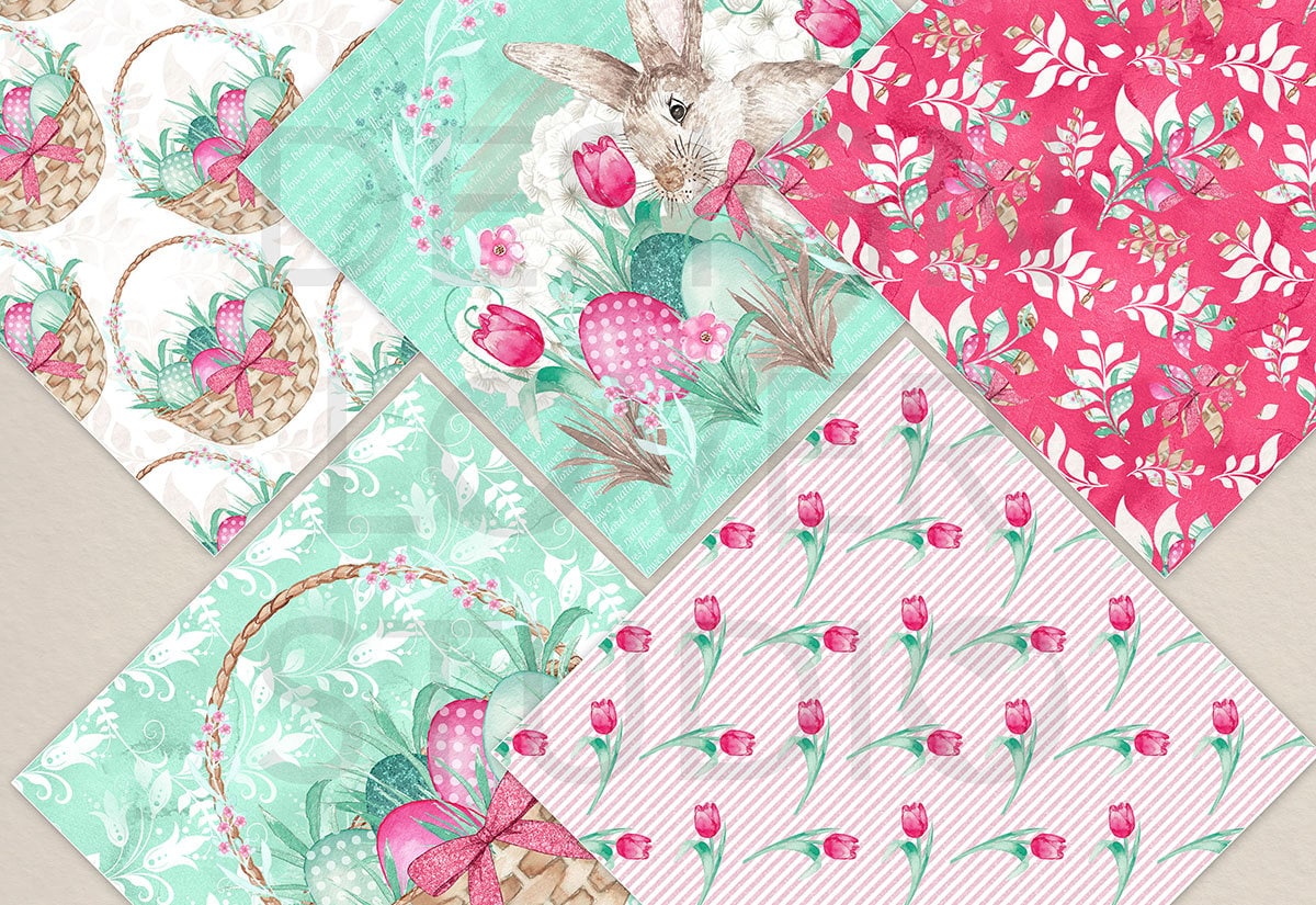 Watercolor Happy Easter Digital Paper Pack Easter Eggs Hand | Etsy
