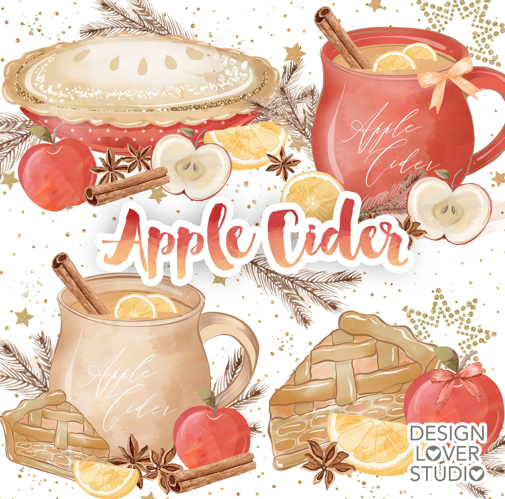 Apple Cider Christmas Design Xmas Clipart Christmas Clip - Etsy