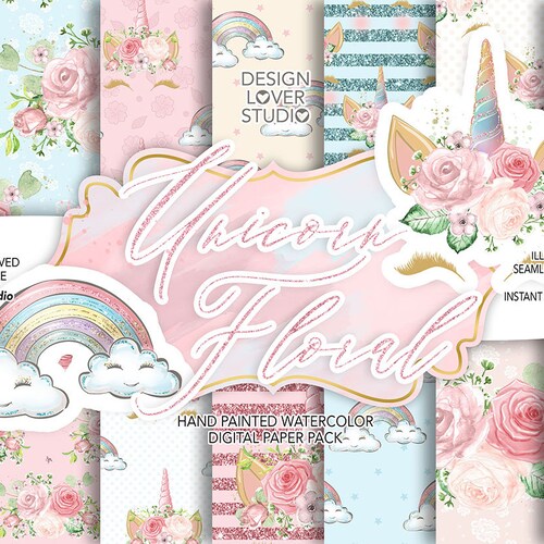 Unicorn Digital Papers Unicorn Pattern COMMERCIAL USE | Etsy