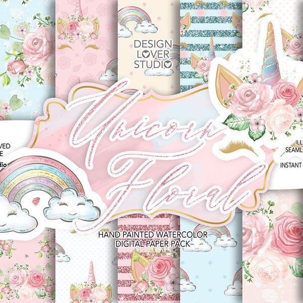 Unicorn Digital Paper - Etsy