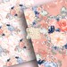 Watercolor Peach and Navy Digital Paper Pack, Spring Watercolor Flower ...