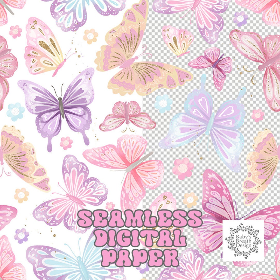 Butterflies Digital Paper Pack, Spring Pattern, Flower Digital, Spring ...