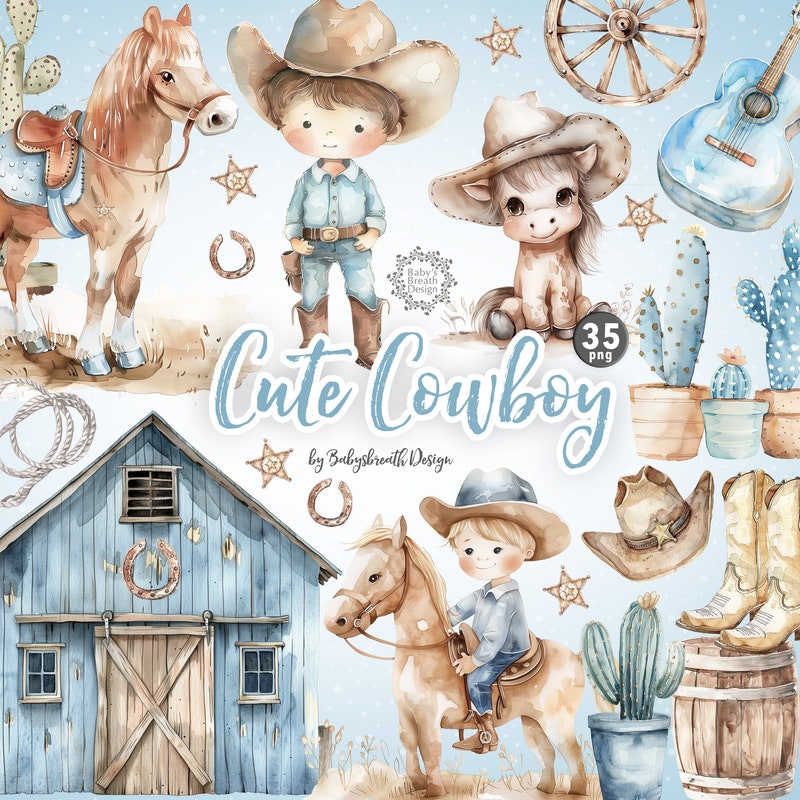 Cowboy Clipart - Etsy