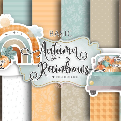 Turkey Thanksgiving Digital Paper Pack Autumn Leaves Fall - Etsy