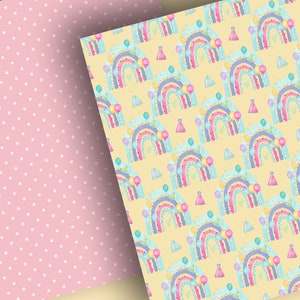 Birthday Party Rainbows Digital Paper Pack, Party Nursery, Rainbow ...