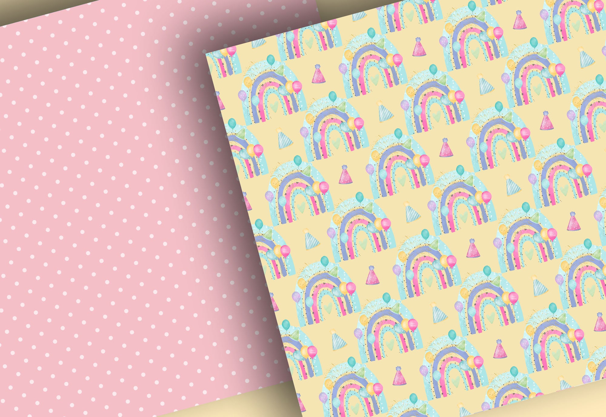 Birthday Party Rainbows Digital Paper Pack Party Nursery | Etsy