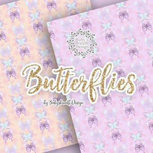Watercolor Pink Butterflies Digital Paper Pack, Baby Girl Nursery, Pink ...