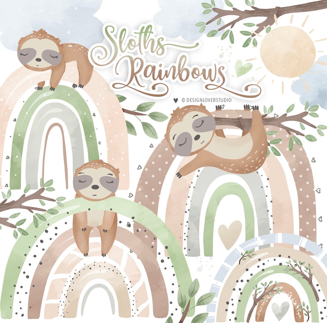 Nursery Sloths Rainbows Design, Baby Girl Nursery, Rainbow, Baby ...