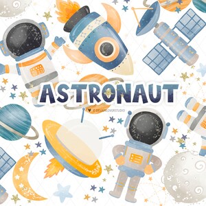 Watercolor Astronaut Space Clipart, Boy Clipart, Nursery, Small ...