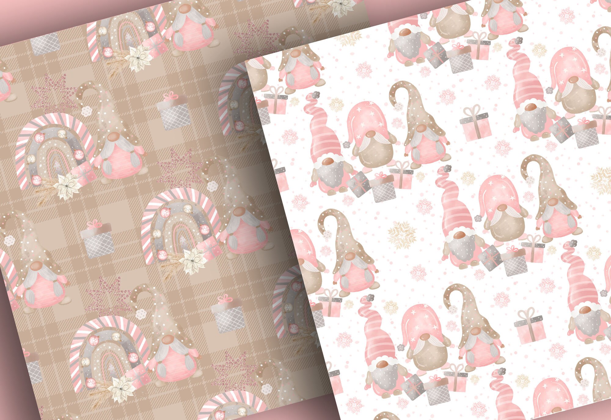 Gnomes Christmas Digital Paper Pack Xmas Pattern Cute - Etsy