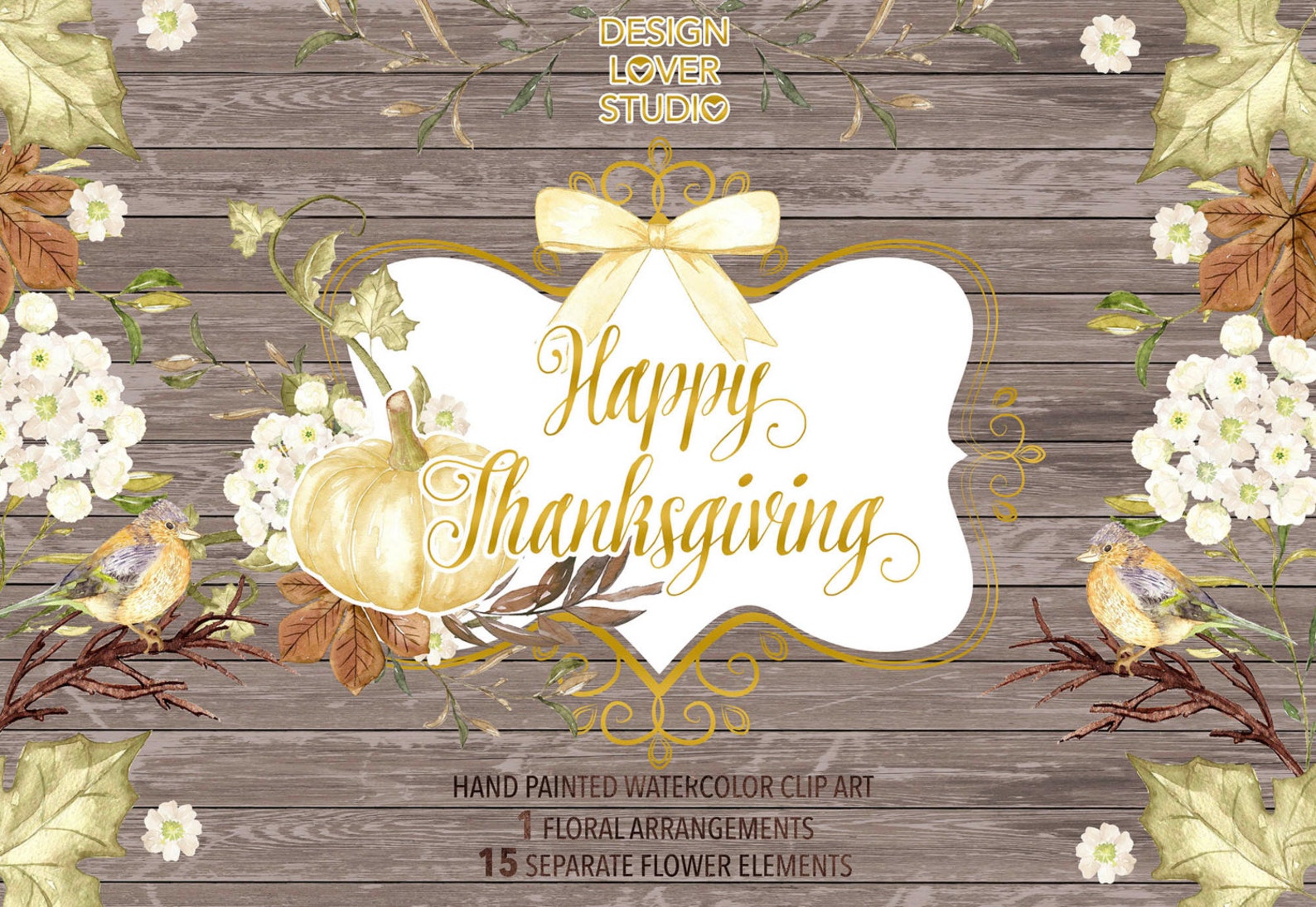 Watercolor happy Thanksgiving 2 Clip Arts Autumn - Etsy