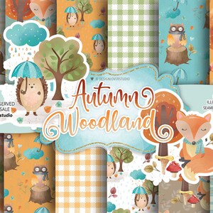 Autumn Woodland Digital Paper Pack, Autumn Leaves, Fall, Fall Pattern ...