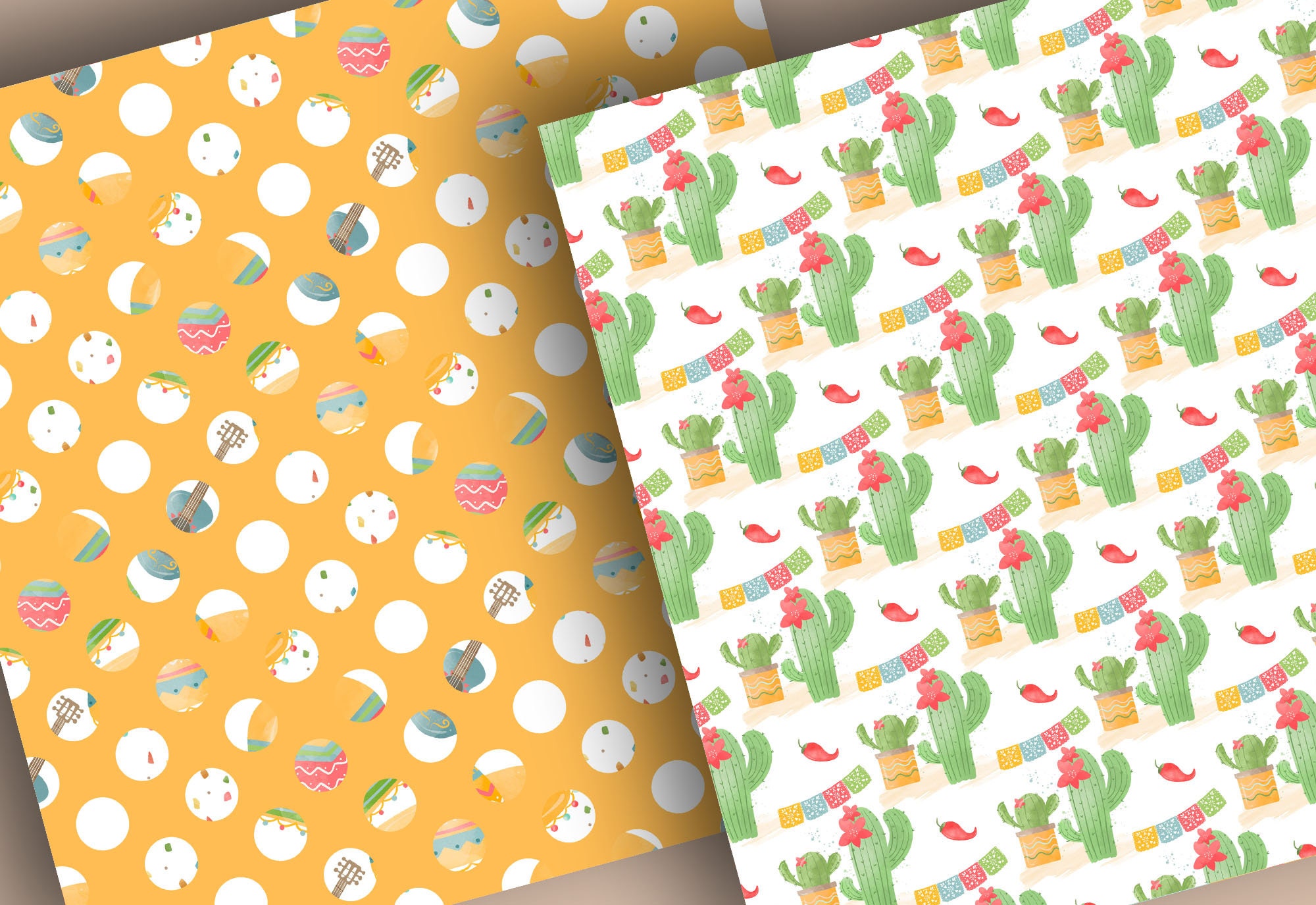 Watercolor Fiesta Digital Paper Pack, Fiesta, Mexican, Mexican Graphic ...