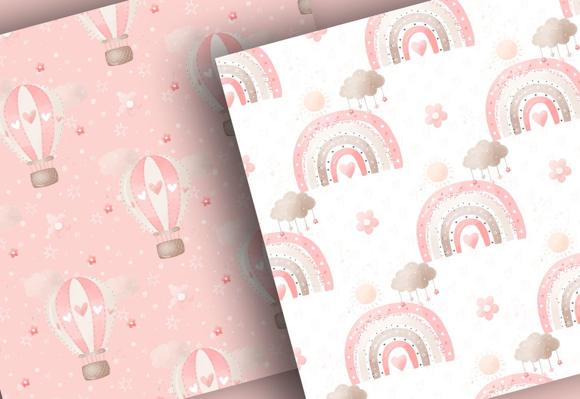 Nursery Baby Girl Rainbows Digital Paper Pack Baby Girl - Etsy