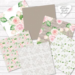 Watercolor Roses Flowers Digital Paper, Flower Background, Pink Floral ...