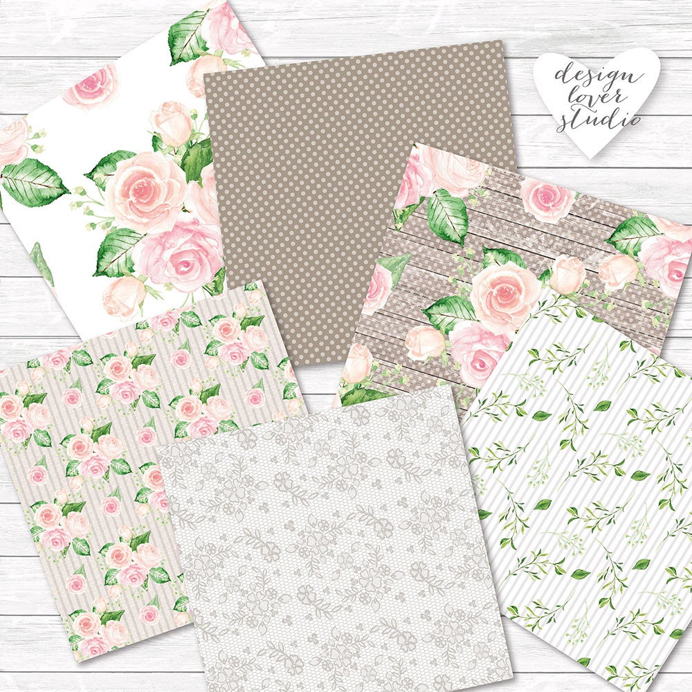 Watercolor Roses Flowers Digital Paper Flower Background - Etsy