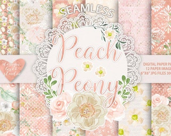 Watercolor Peony Flowers Digital Paper Flower Background | Etsy