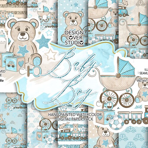 Sweet Baby Boy Digital Paper Scrapbook Background Children - Etsy