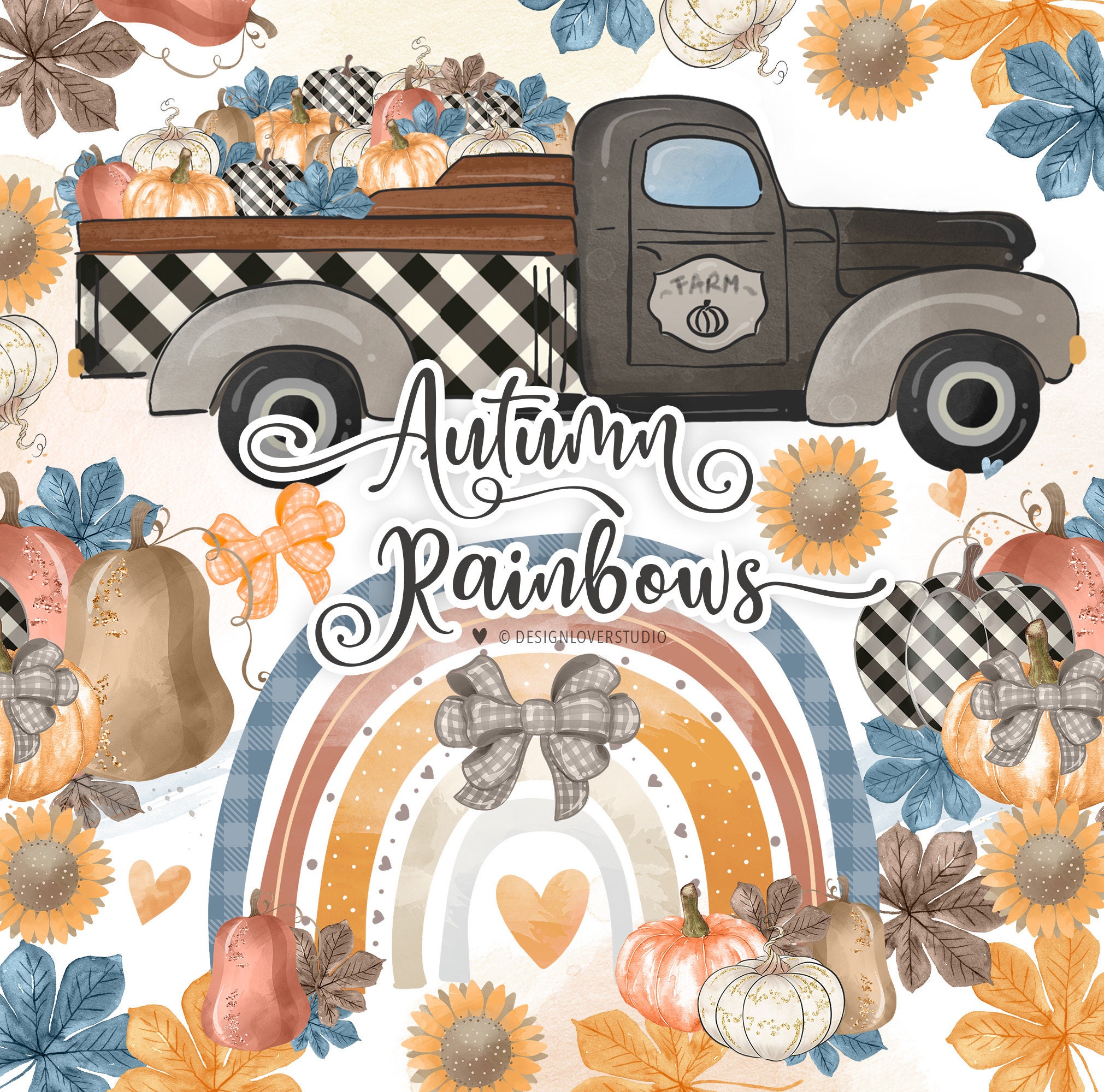 Autumn Rainbows Design Autumn Leaves Fall Fall Clipart - Etsy