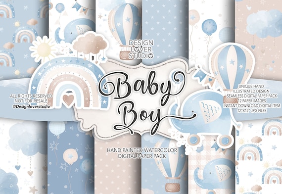Nursery Baby Boy Rainbows Digital Paper Pack Baby Boy - Etsy