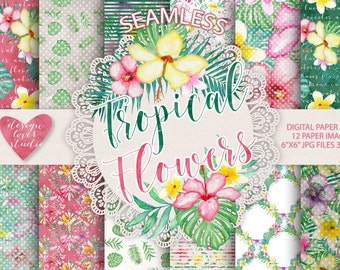 Watercolor Roses Flowers Digital Paper Flower Background | Etsy