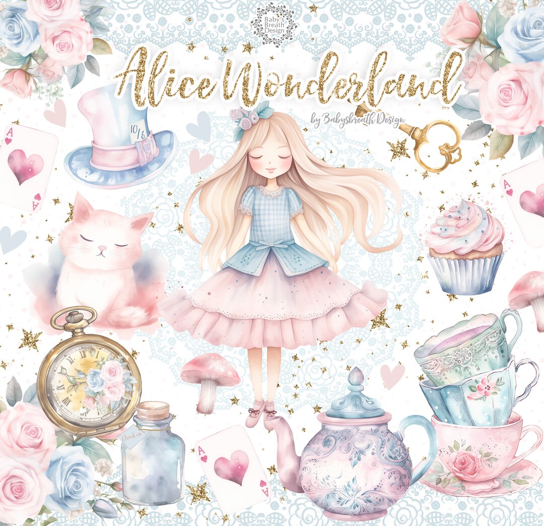 Alice in Wonderland Clipart Alice Clip Art Watercolor Alice Adventures ...
