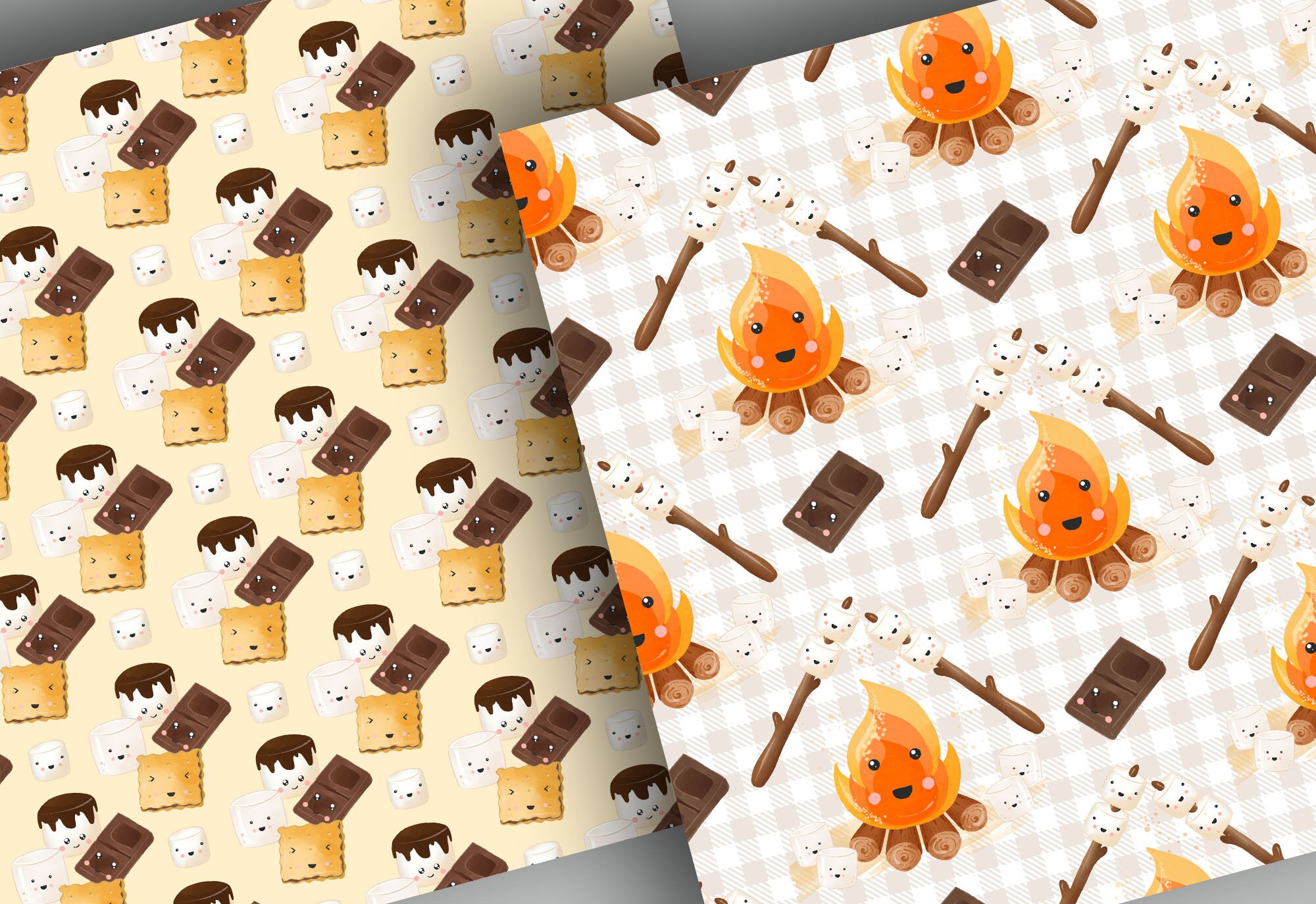 Watercolor Smores Digital Paper Pack Smore's Pattern - Etsy