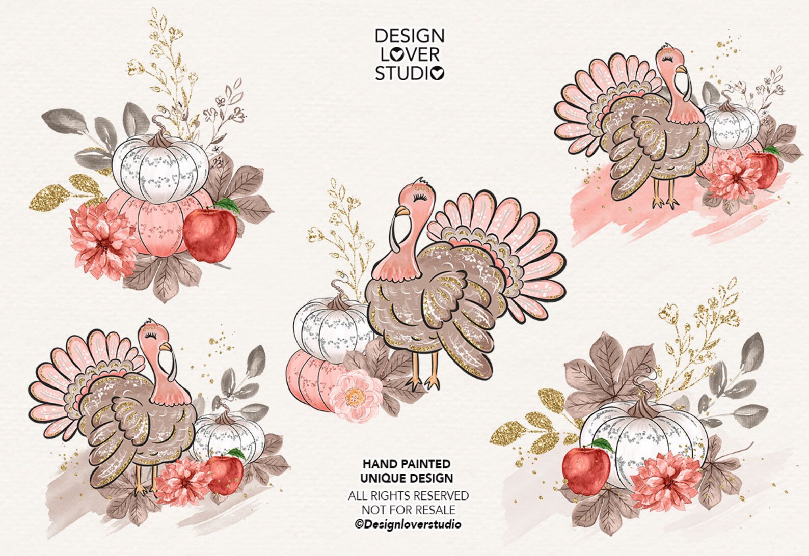 Turkey Thanksgiving Design Autumn Leaves Fall Fall Clipart | Etsy
