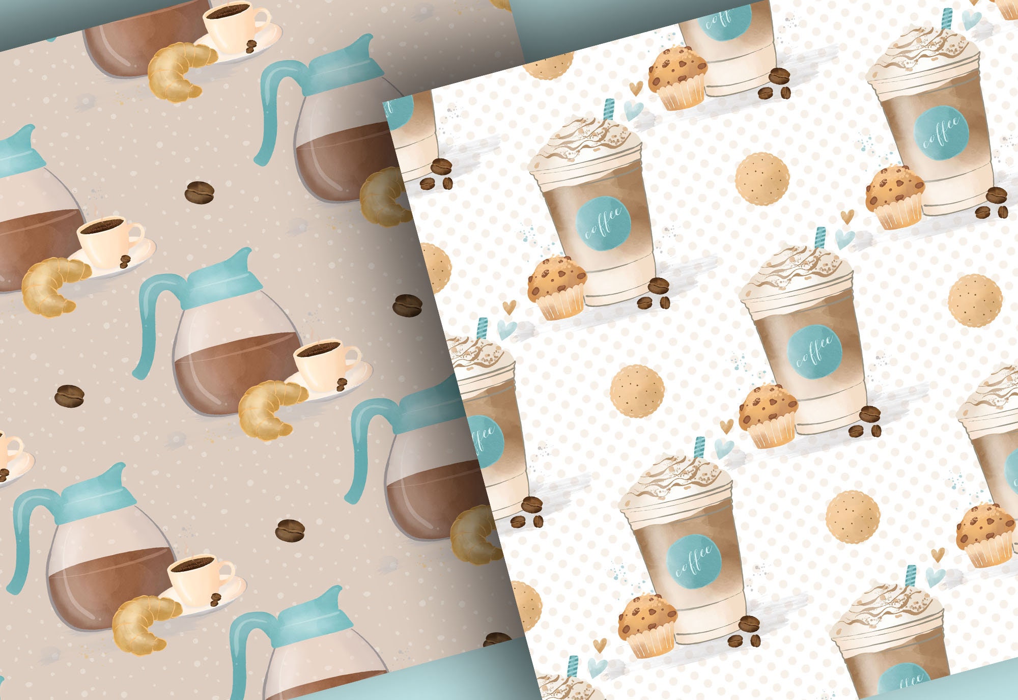 Coffee Digital Paper Pack Cafe Latte Design Cup of Coffee - Etsy