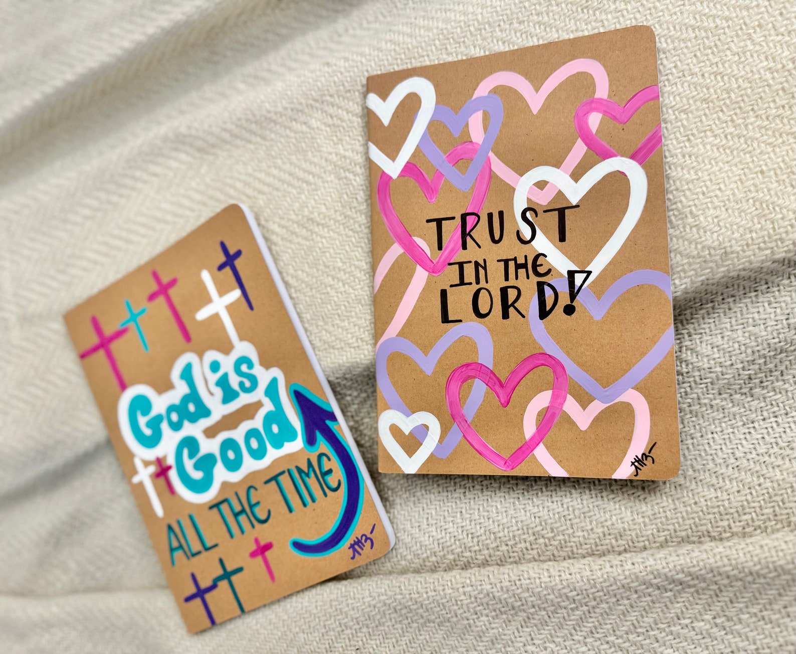 Trust in the Lord, God is Good, Preppy Style Hand Painted Notebook ...